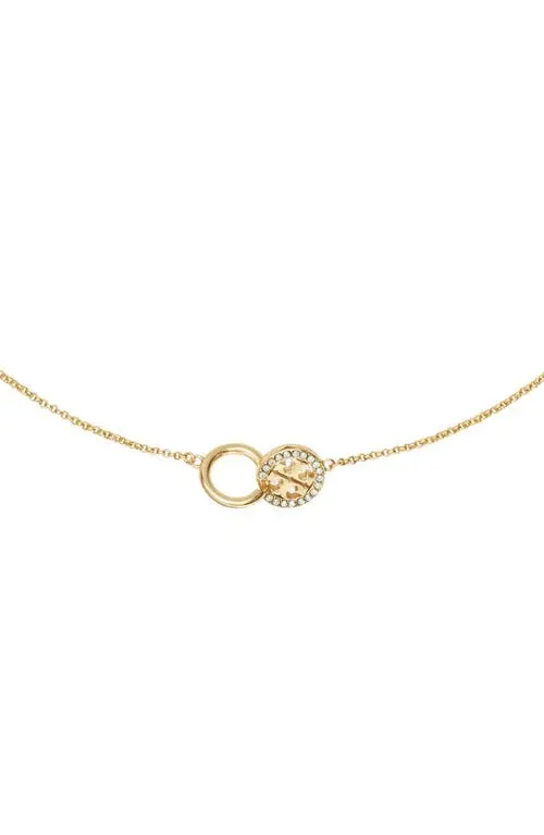 Tory Burch Icon Pavé Interlocking Pendant Necklace