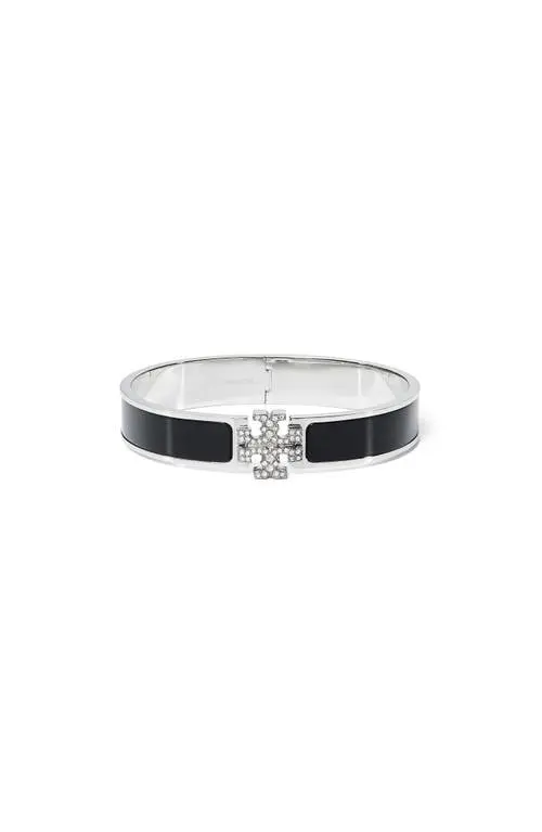 Tory Burch Icon Enamel Bracelet - Tory Silver/black/crystal