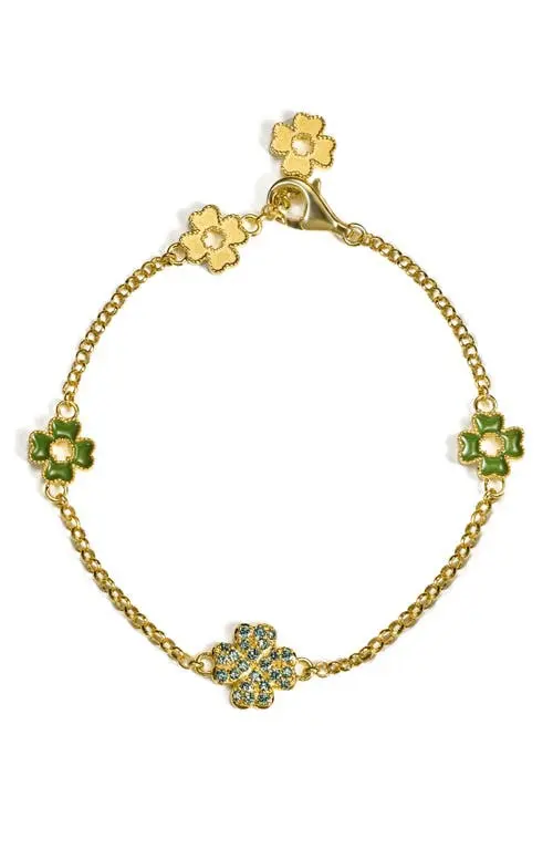 PASCAL Lucky Clover 5 Motifs Bracelet - Gold/green Diamond