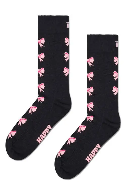 Happy Socks Bow Jacquard Crew Socks - Black