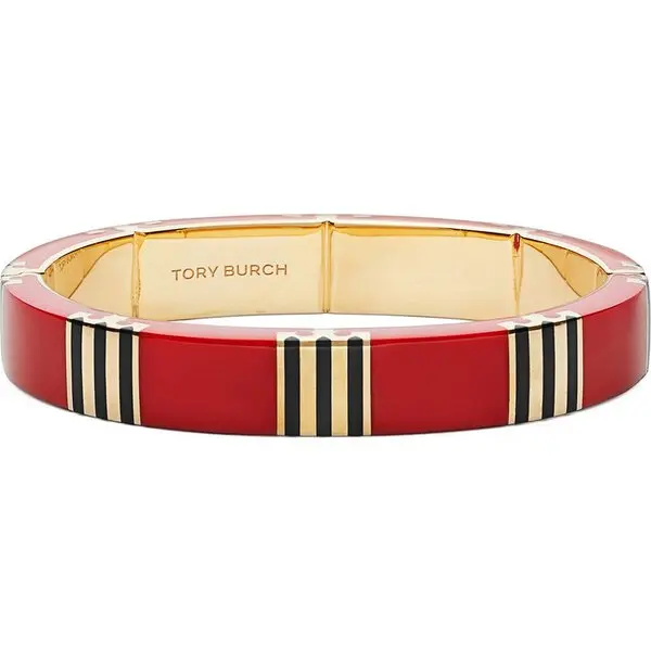 Tory Burch T-stripe Bangle Bracelet - Tory Gold/red/navy