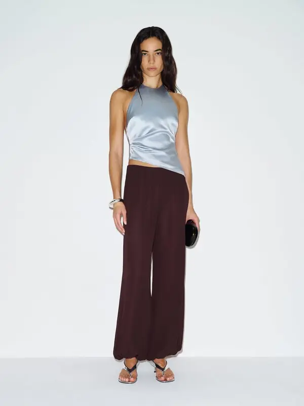 REFORMATION Reese Silk Top - Blue