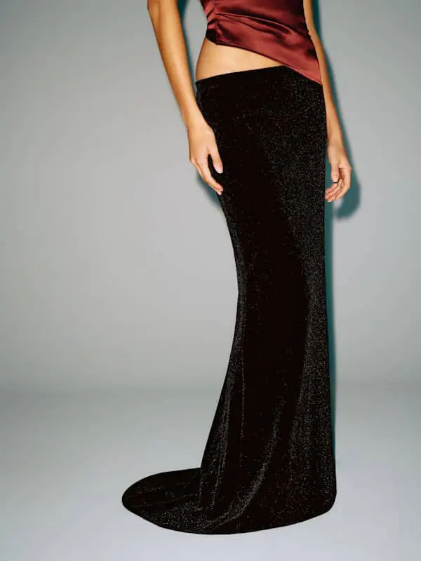 REFORMATION Jayne Knit Velvet Skirt