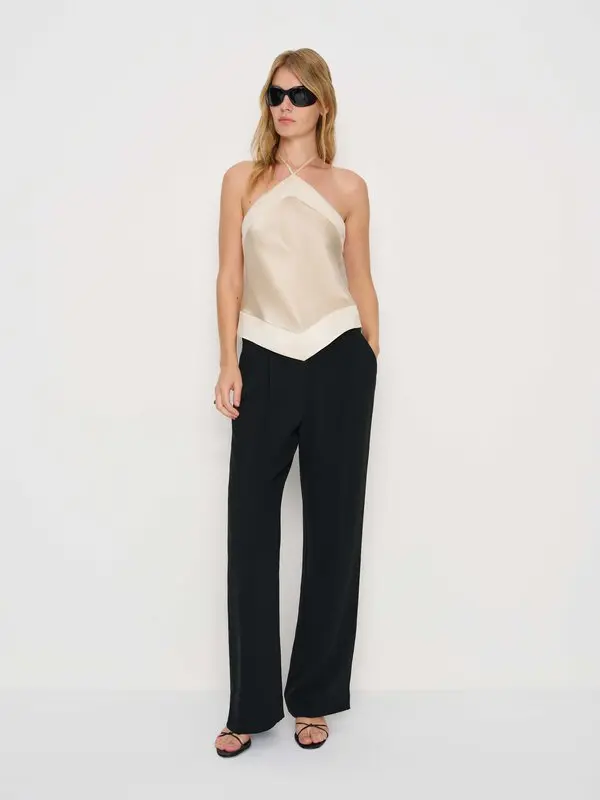REFORMATION Jillian Silk Halter Top - Ivory