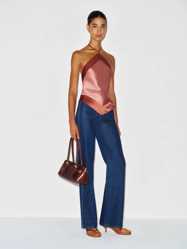 REFORMATION Jillian Silk Halter Top - Pink