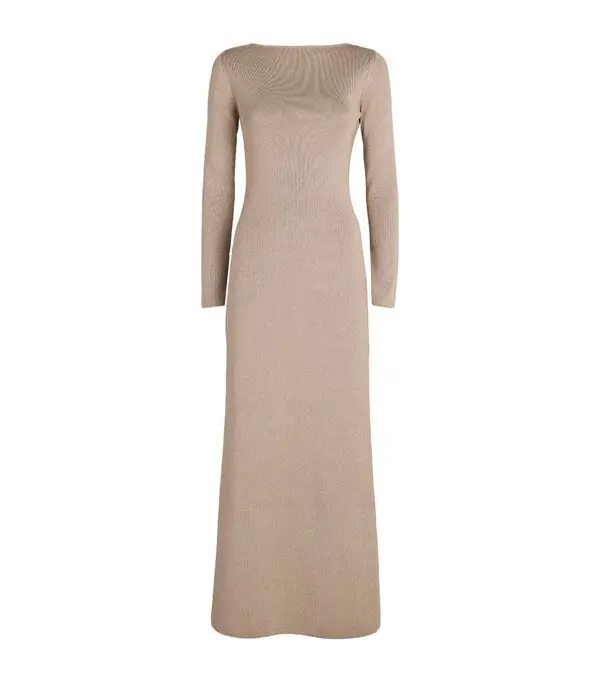 Max Mara Metallic-knit Maxi Dress