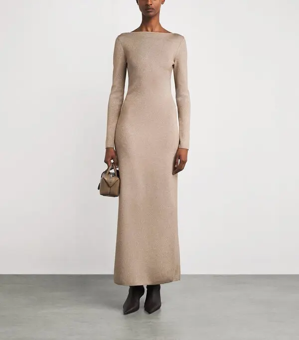 Max Mara Metallic-knit Maxi Dress