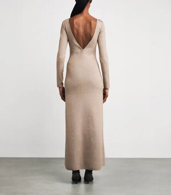 Max Mara Metallic-knit Maxi Dress