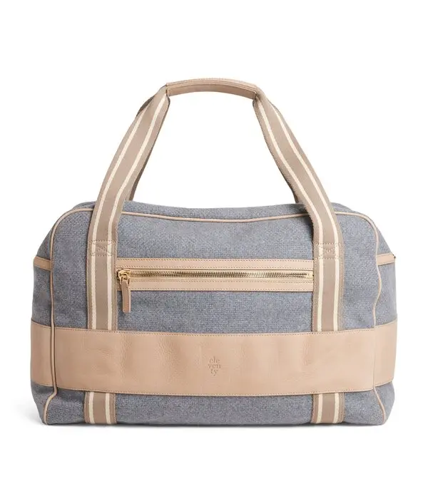 Eleventy Wool Canvas Leather-trim Gym Bag - Grey