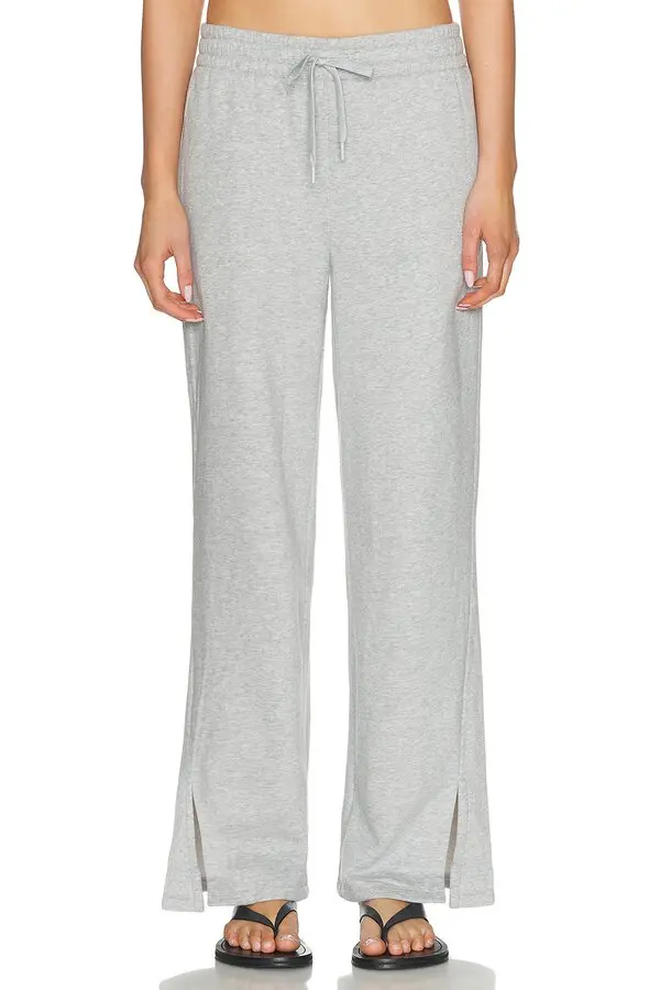 Beyond Yoga Luxefleece Tranquil Slit Wide Leg Pant - Light Heather Gray