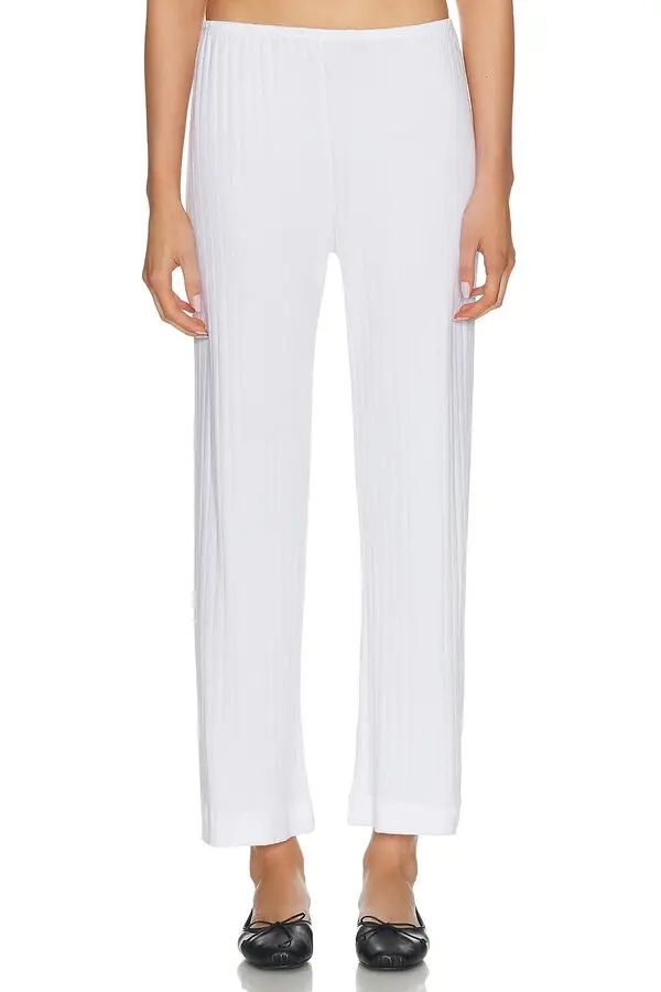 Donni. The Pointelle Simple Crop Pant - Powder