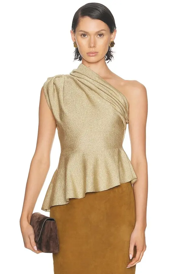 Khaite Aimee Metallic Top - Gold