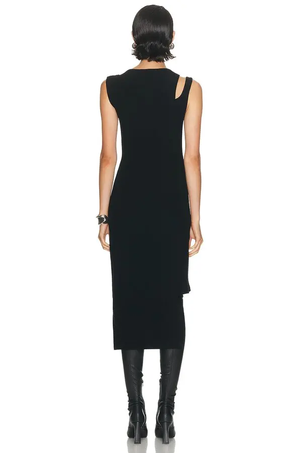 COURREGES Oblique Square Rib Dress - Black