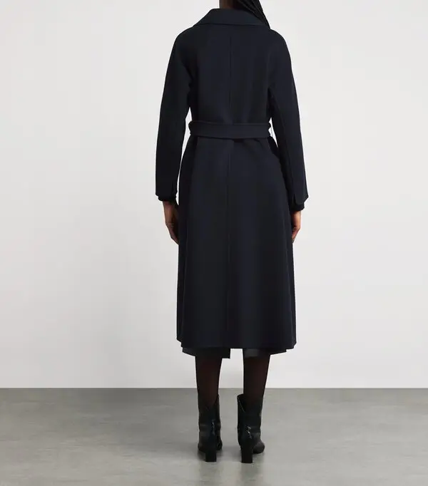 Max Mara Virgin Wool Midi Wrap Coat - Blue