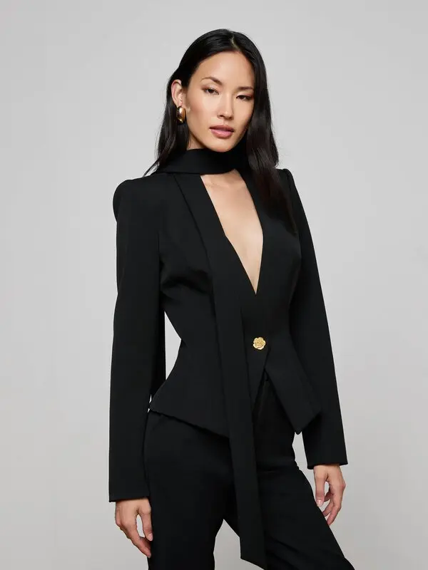 L'Agence Romy Tie Neck Blazer