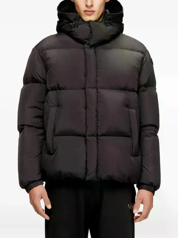DIESEL® Logo-patch Down Jacket - Black