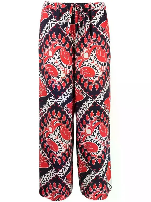Valentino Garavani Archive Manifesto-print Trousers - Red