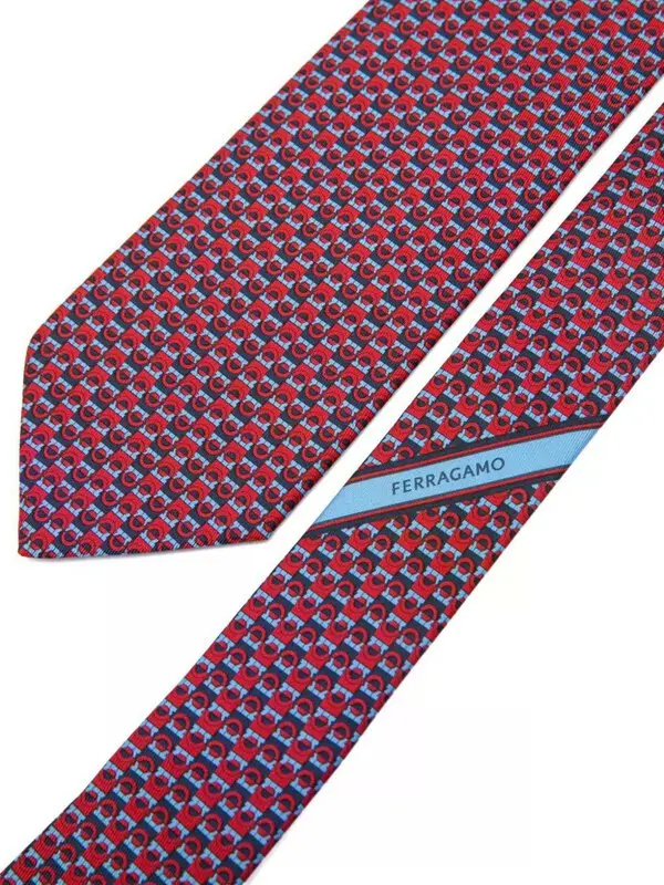 FERRAGAMO Gancini Patterned Silk Neck Tie