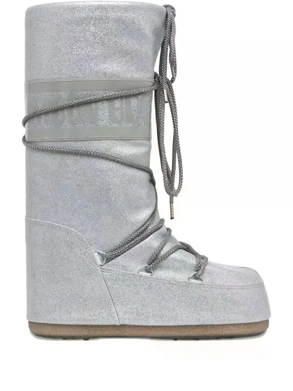 Moon Boot Icon Glitter Lace-up Boots - Silver