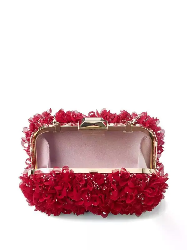 JIMMY CHOO Floral Embellished Clutch - Red