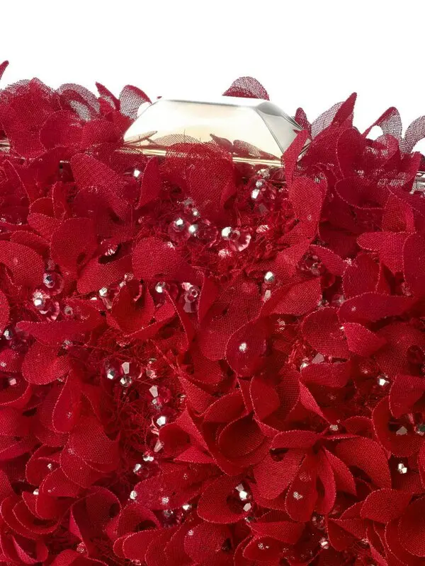JIMMY CHOO Floral Embellished Clutch - Red