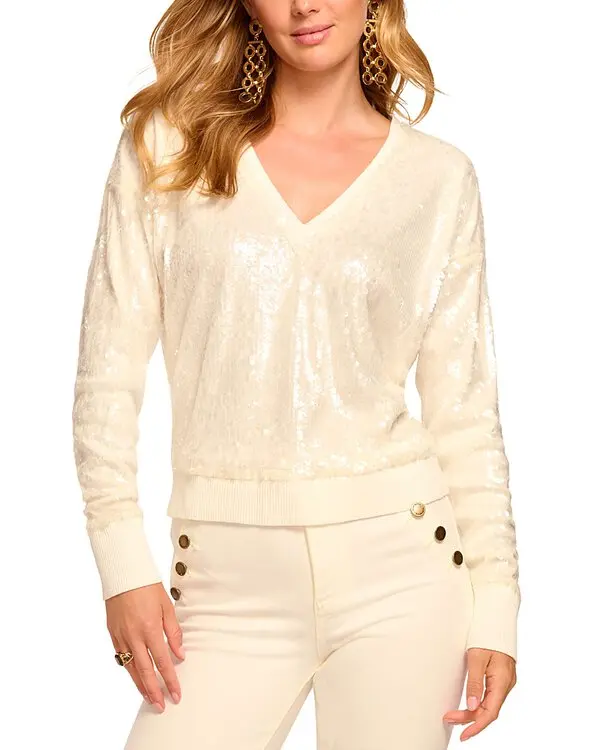 Ramy Brook Delphina Sequined V-neck Sweater