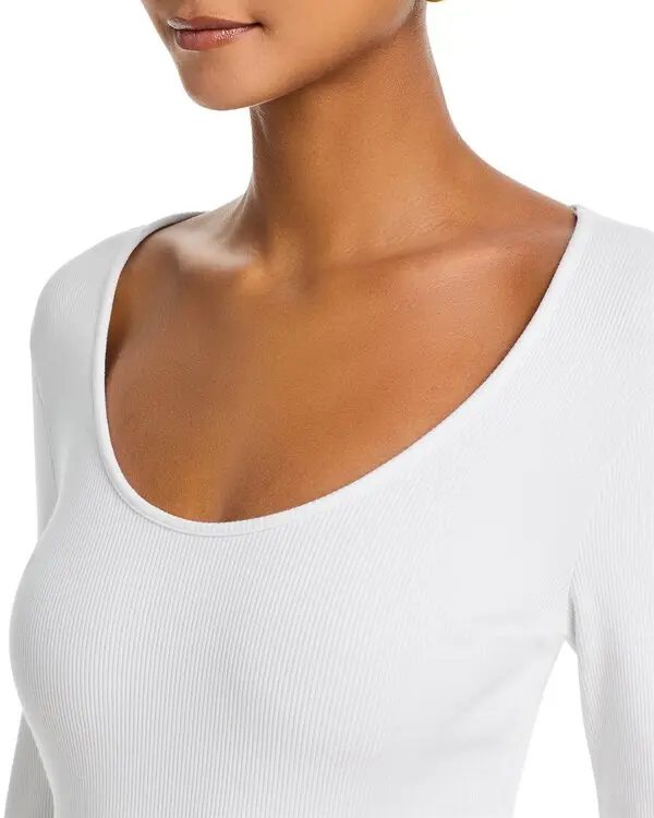 L'Agence Scarlet Long Sleeve Scoop Neck Tee - White