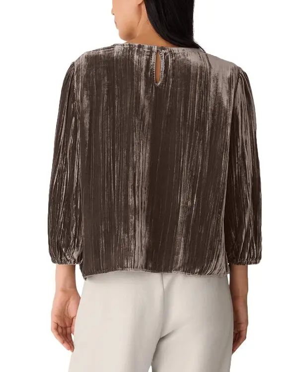 Eileen Fisher Crushed Velvet Bubble Sleeve Top