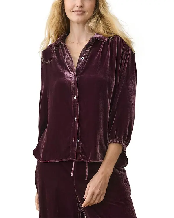 Marine Layer Bella Oversized Velvet Shirt - Fig
