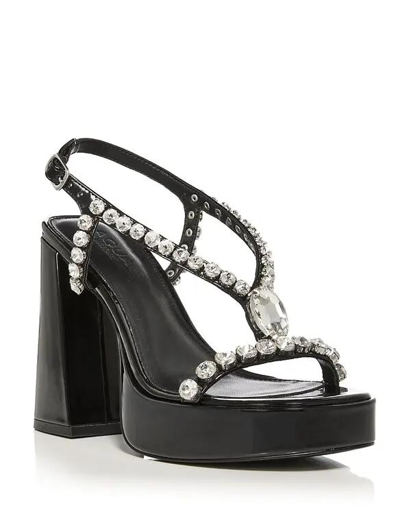 Aqua Platform High Heel Sandals - Black