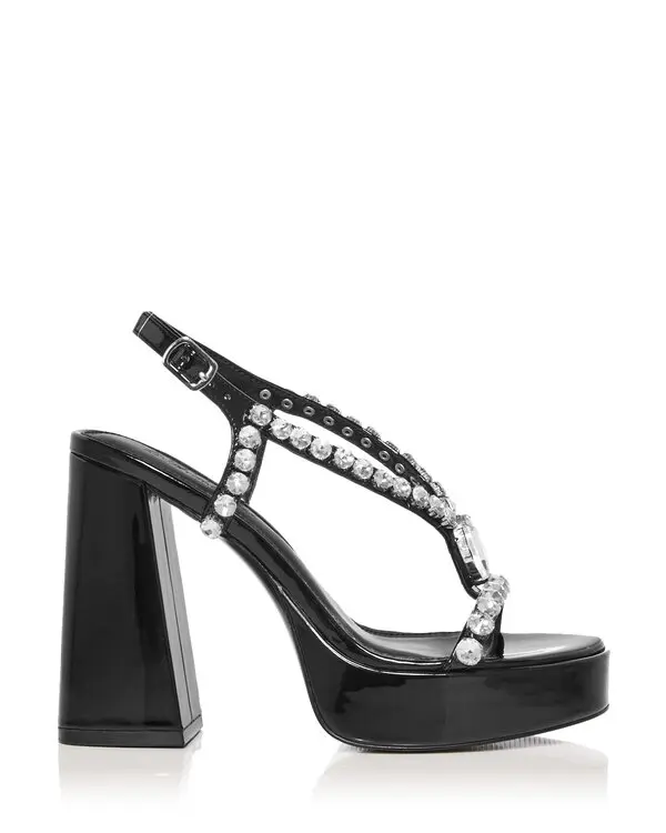Aqua Platform High Heel Sandals - Black