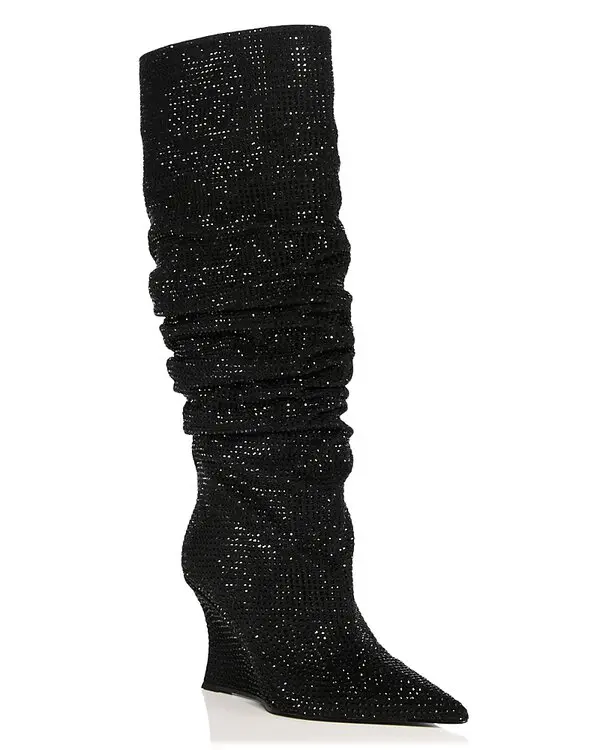 Aqua Glam Slouch Boots - Black