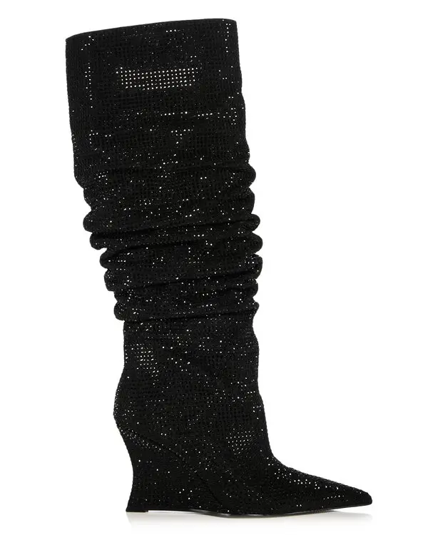 Aqua Glam Slouch Boots - Black