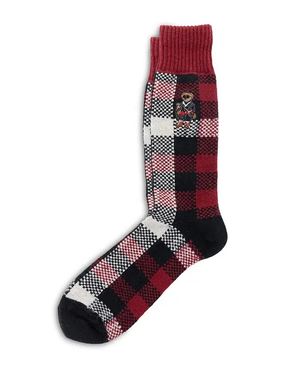 Ralph Lauren Holiday Check Crew Socks - Red