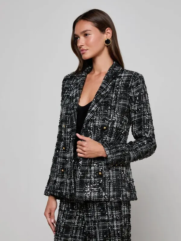 L'Agence Colin Sequined Tweed Blazer