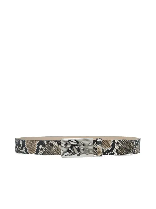 L'Agence Chara Snake-embossed Leather Belt