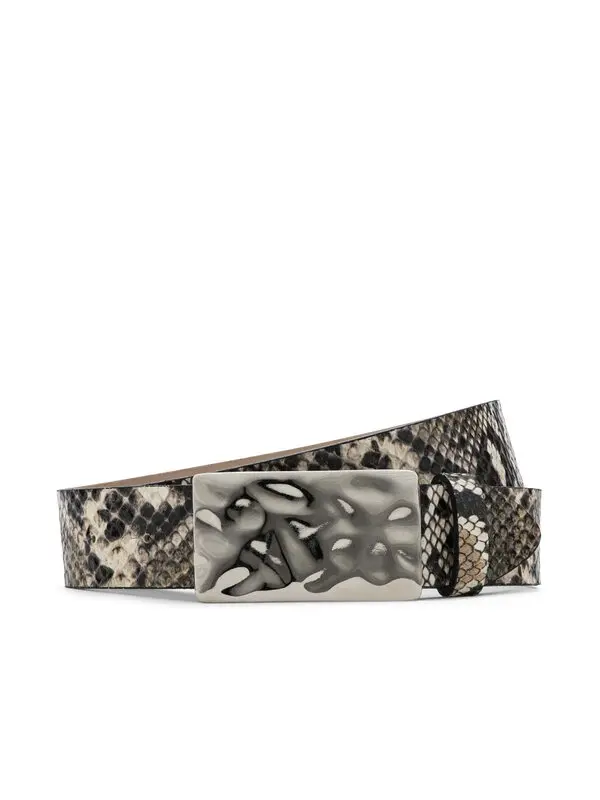 L'Agence Chara Snake-embossed Leather Belt