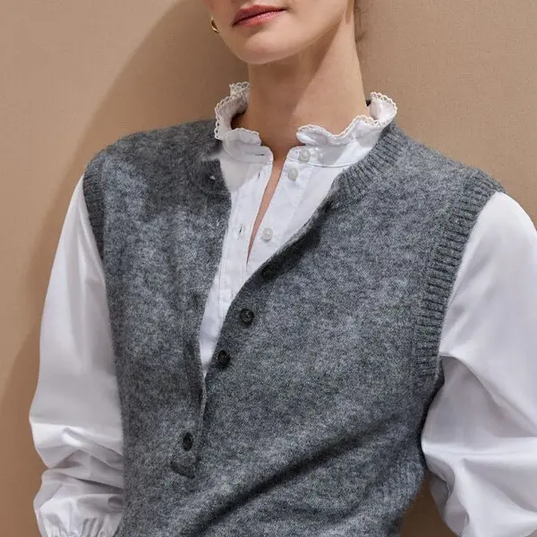 ME+EM Henley Straight Knit Vest
