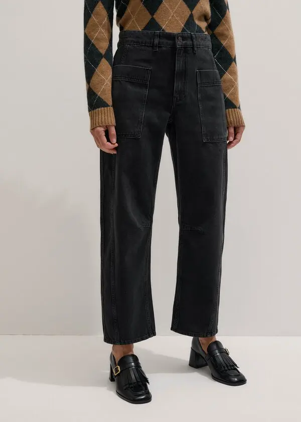 ME+EM Patch Pocket Straight Leg Jeans - Black Wash