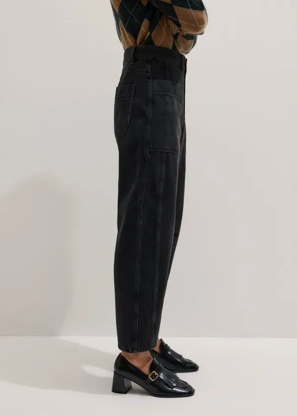 ME+EM Patch Pocket Straight Leg Jeans - Black Wash