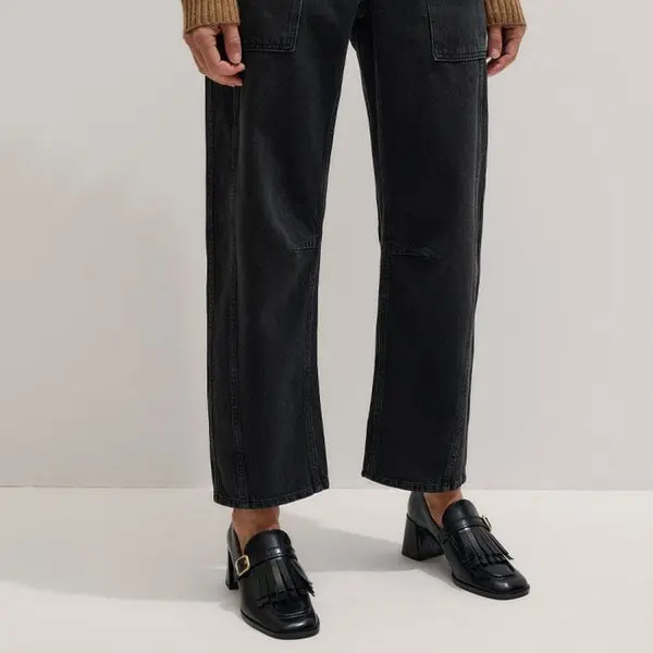 ME+EM Patch Pocket Straight Leg Jeans - Black Wash