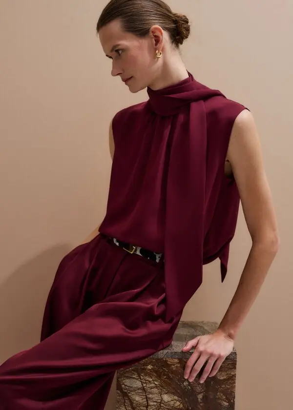 ME+EM Sleeveless Silk Top With Scarf