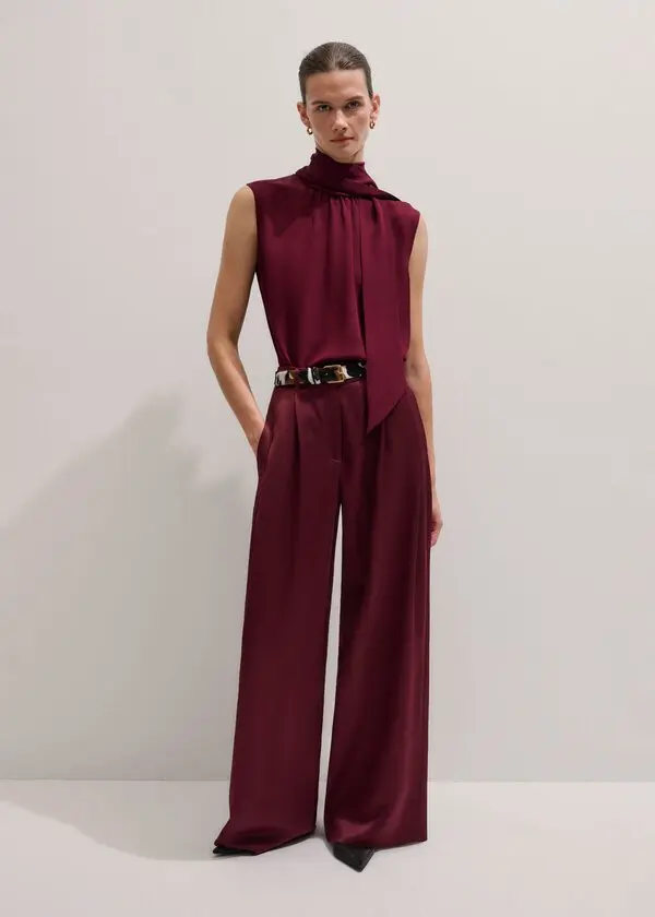 ME+EM Sleeveless Silk Top With Scarf