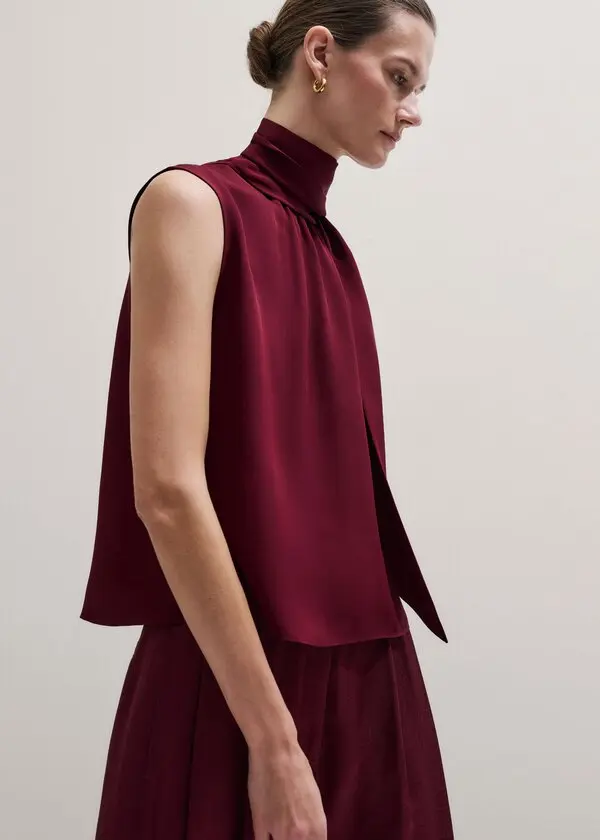 ME+EM Sleeveless Silk Top With Scarf