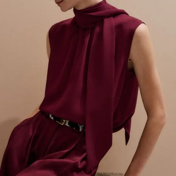 ME+EM Sleeveless Silk Top With Scarf