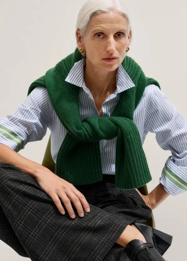 ME+EM Cashmere High Neck Jumper - Eden Green