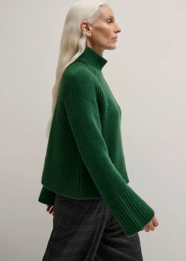 ME+EM Cashmere High Neck Jumper - Eden Green