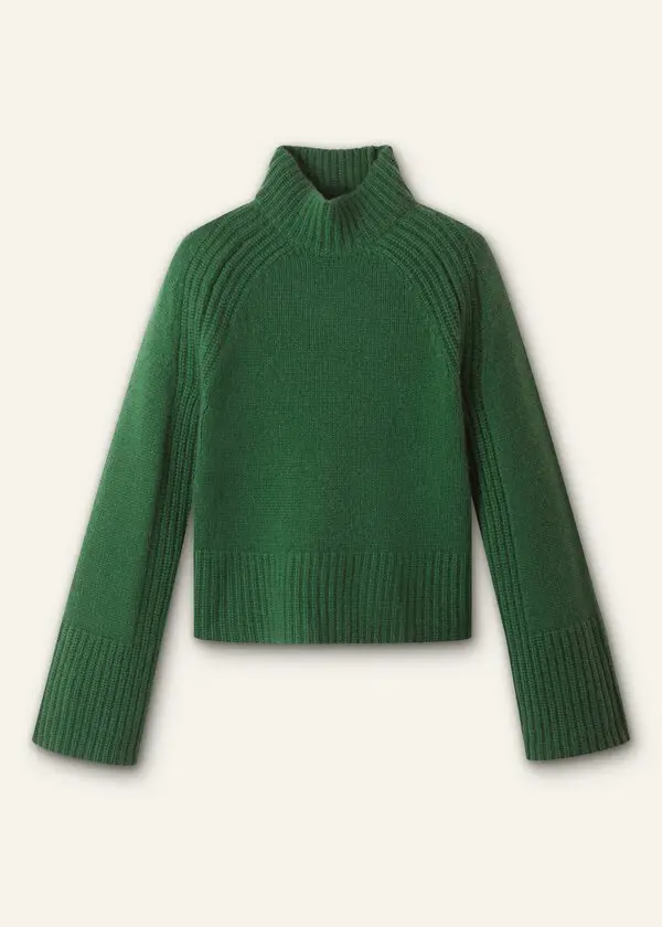 ME+EM Cashmere High Neck Jumper - Eden Green