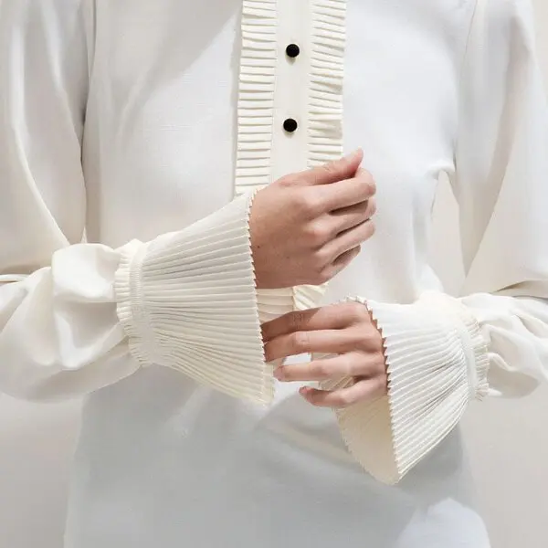 ME+EM Frill Neck Blouse With Tie