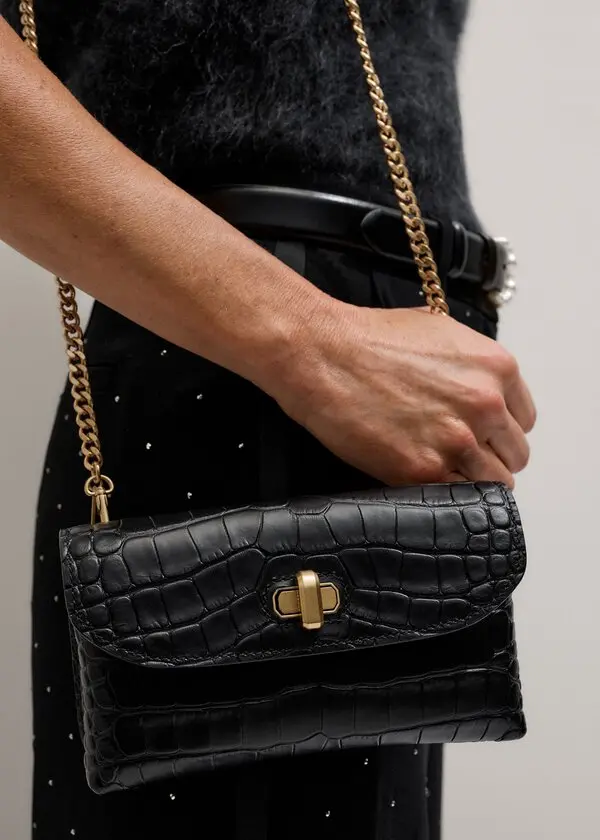 ME+EM Croc-print 5-way Belt Bag - Black